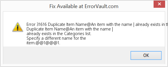 How to fix Error 31616 (Duplicate Item Name@An item with the name ...